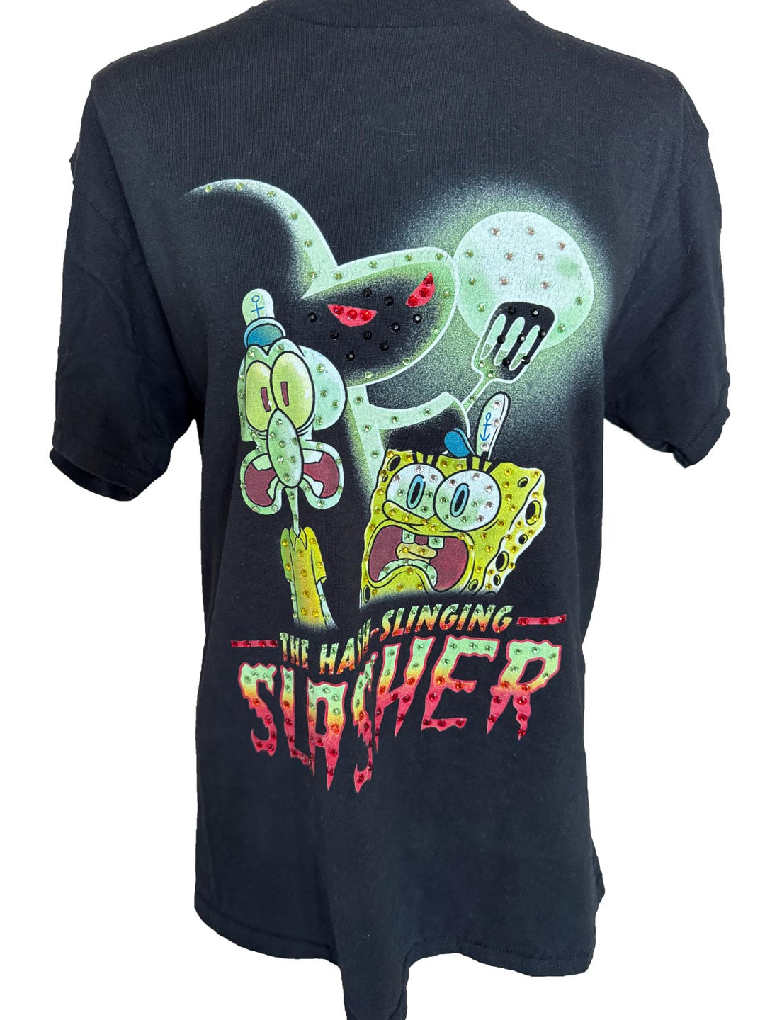 Upcycled Spongebob Hash Slinging Slasher T-shirt – Hand-embellished ...