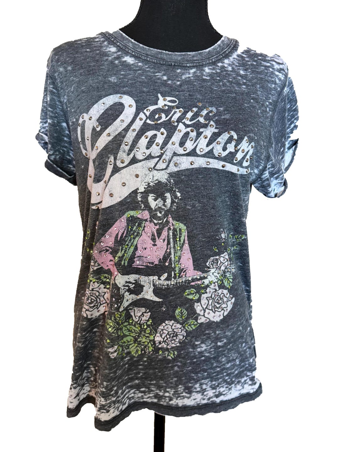 Eric Clapton Band T-shirt | Hand Embellished With Rhinestones | Concert ...