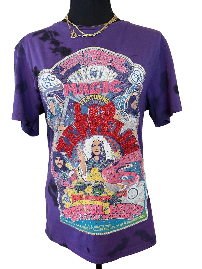 Upcycled Led Zeppelin T-shirt – Hand Rhinestone Embellished Rock Tee - Etsy