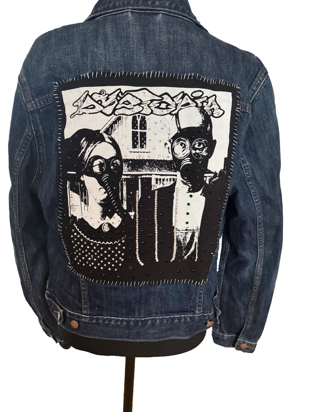Upcycled Denim Jacket | Rhinestone American Gothic, Cyberpunk Style ...