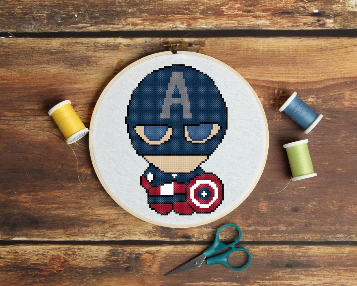Captain America (weenie) Cross Stitch Pattern - Professional Pattern ...