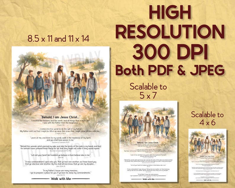 Walk With Me LDS 2026 Youth Theme Poster Christ and Young Women and ...
