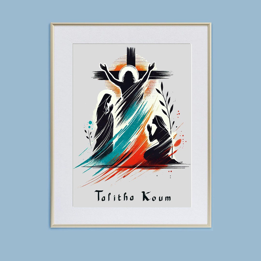 Jesus Raises Jairus Daughter, Christian Art Print, talitha Koum Bible ...