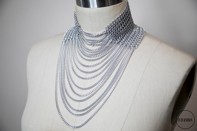 For the Lady-Black Victorian chain maille metal high neck | Etsy