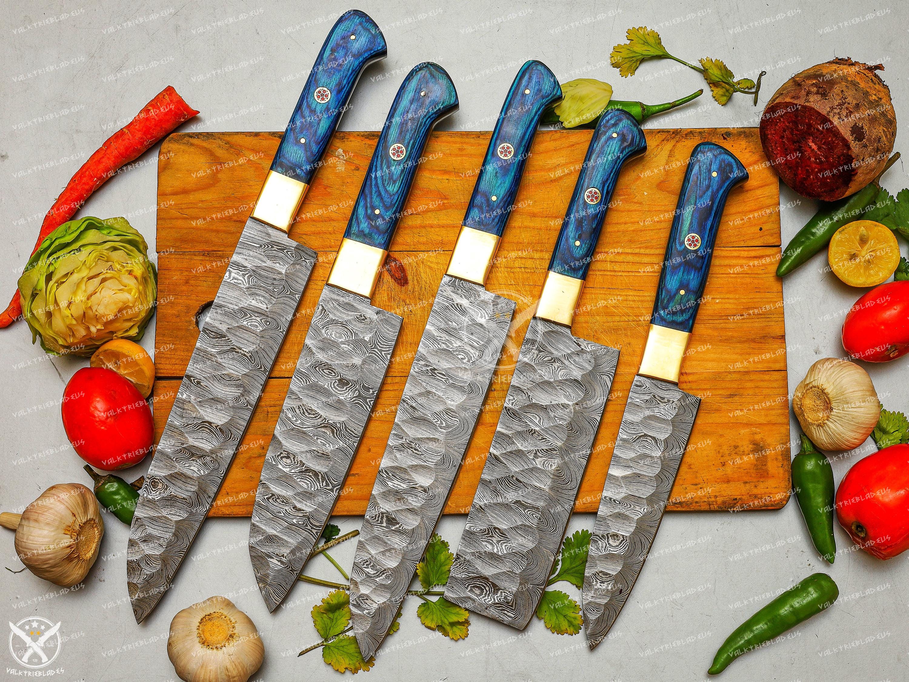 Damascus Steel Chef Set, Hand Forged Damascus Chef Set, Damascus Chef ...