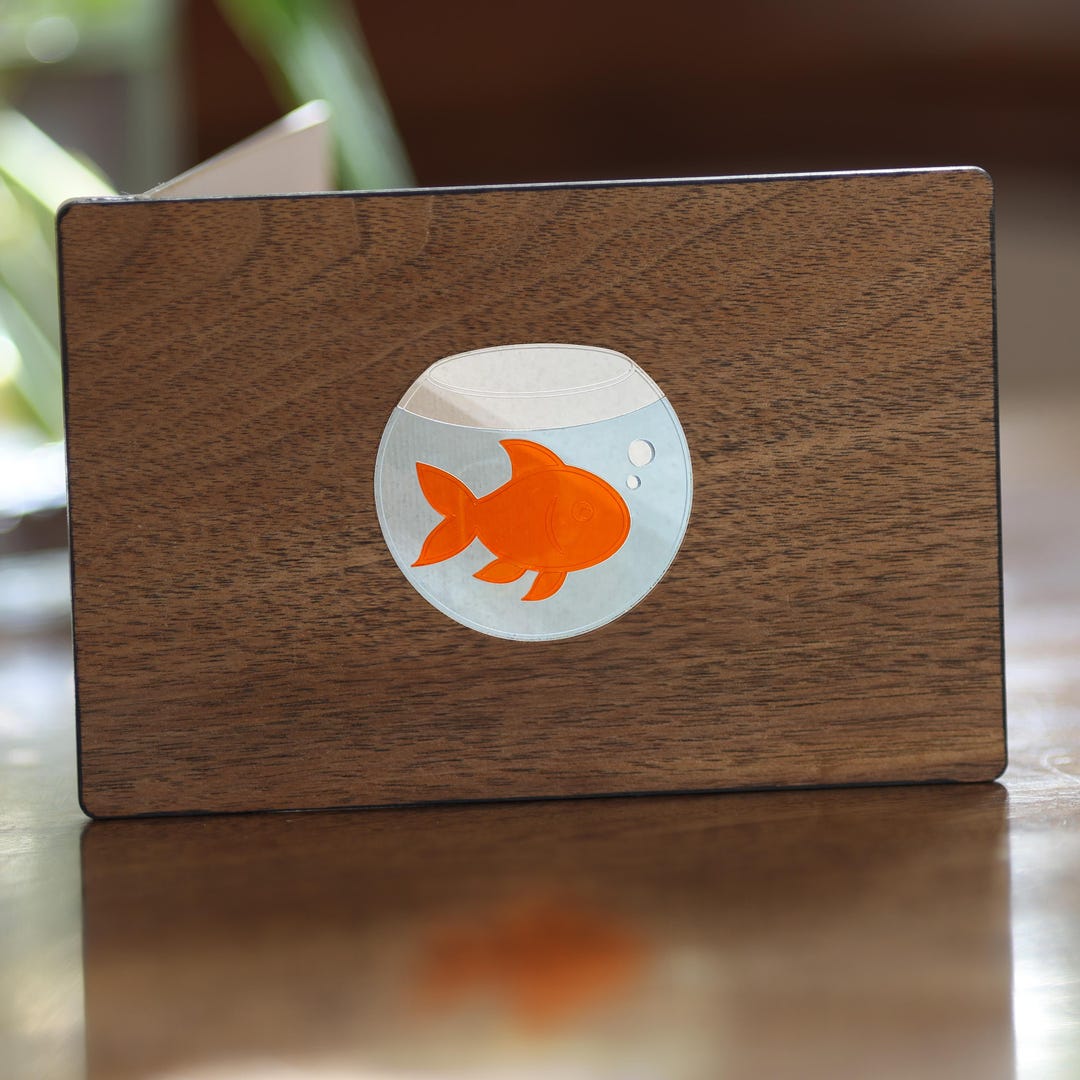 Goldfish Bowl Handmade Birthday Card, Acrylic & Wood - Etsy