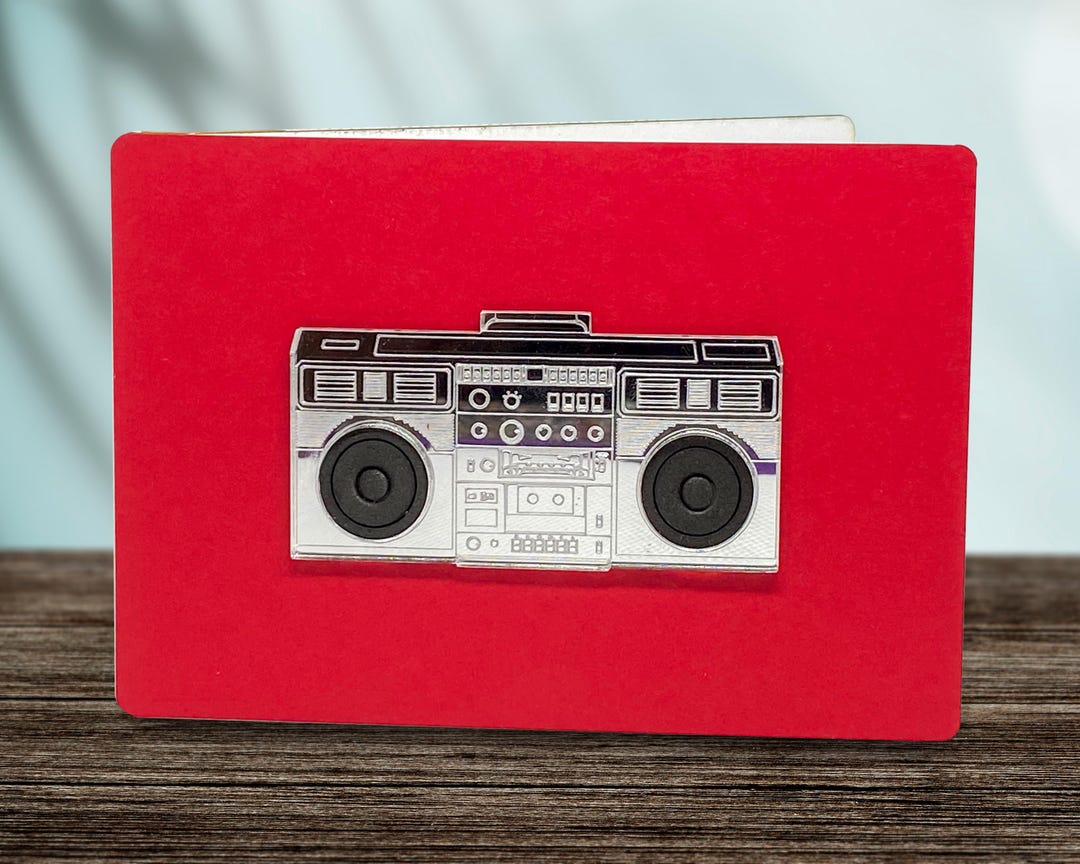 Retro Boombox Audio Stereo Acrylic Birthday Card, Handmade Greeting ...
