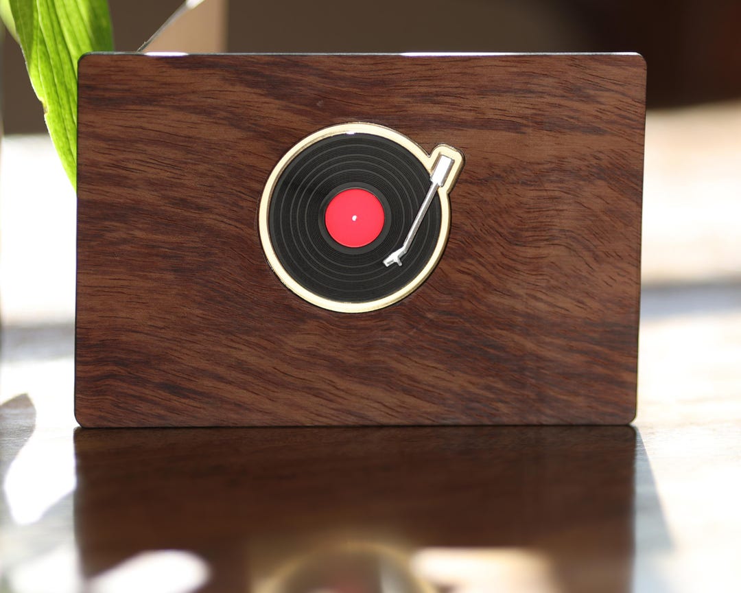 Retro Record Player Wooden Stained Glass Style Birthday Card, Handmade ...