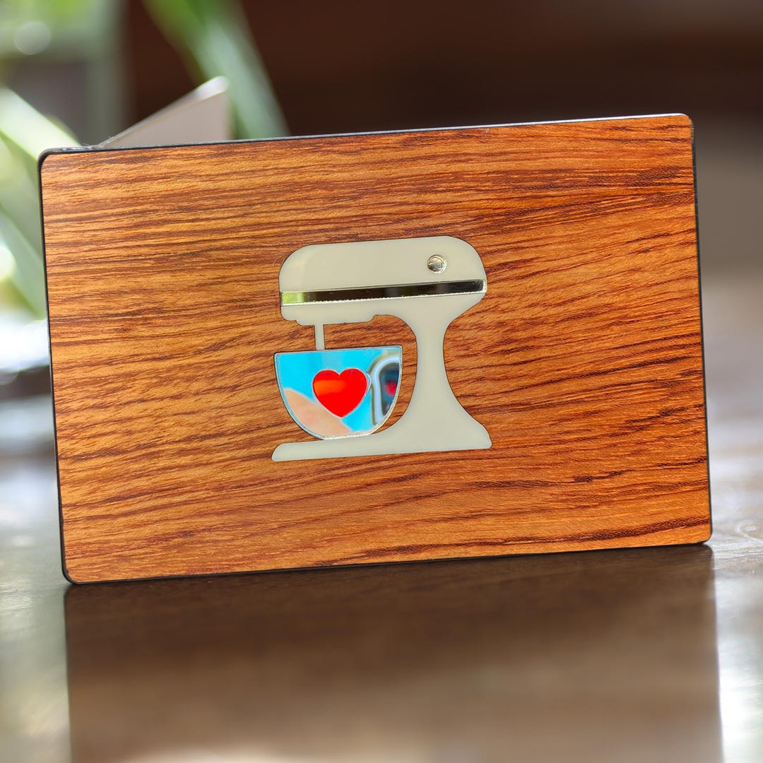 Cooking Mixer Birthday Card, Handmade Acrylic and Wood Greeting Card ...