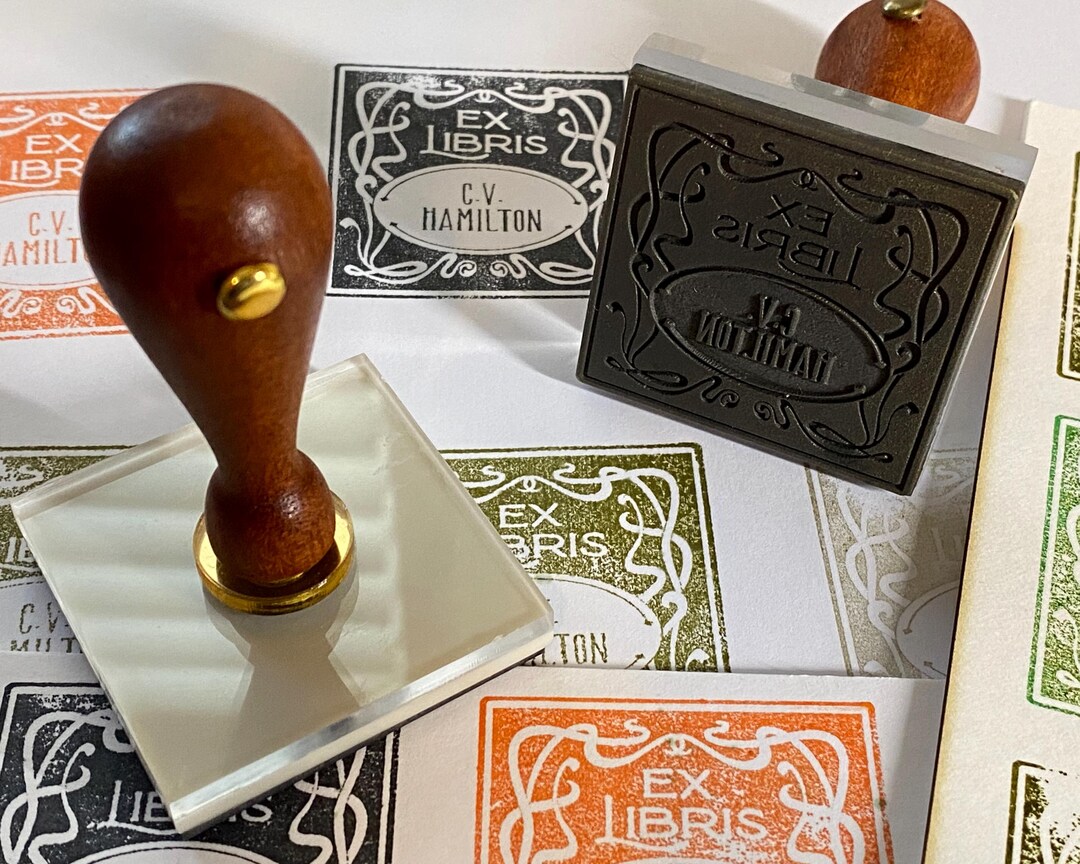 EXLIBRIS Art Nouveau Stamp, Ex Libris Stamp, Exlibris Stamp, Exlibris Stamp for Books, Ex Libris ...