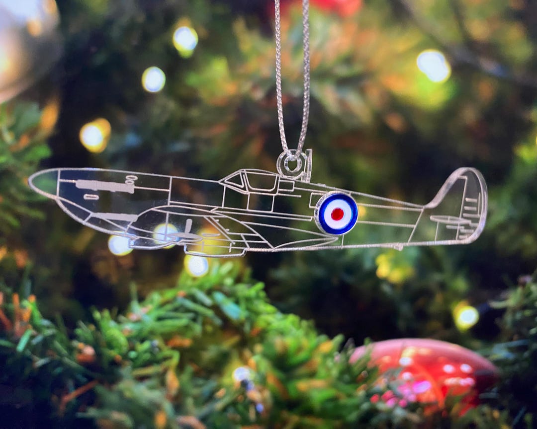 Retro Spitfire Christmas Tree Decoration Baubles pair. Recreate a ...