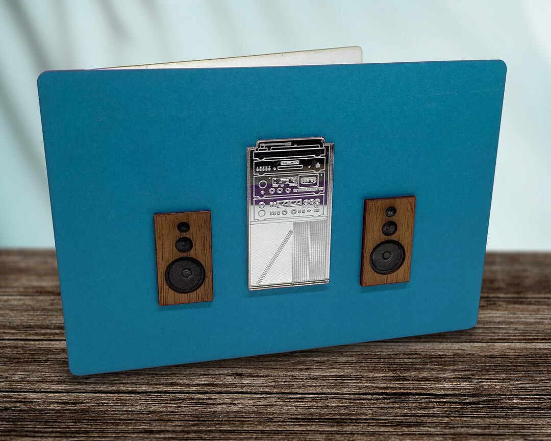 Retro Hifi Audio Stereo Acrylic Birthday Card, Handmade Greeting Card ...
