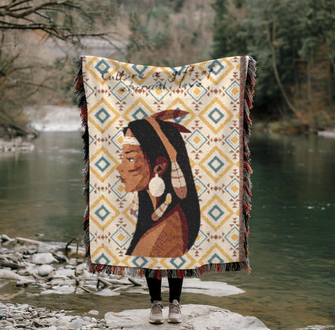 Native American Woven Blanket, Native American Women and Cultural Art ...