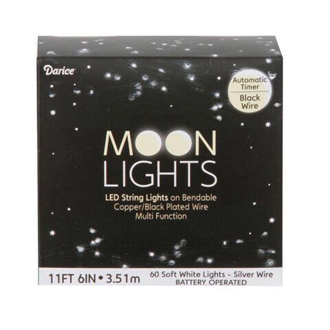 Darice Moon Lights 60 LED Soft White Lights 3-way Timer Black Plated - Etsy