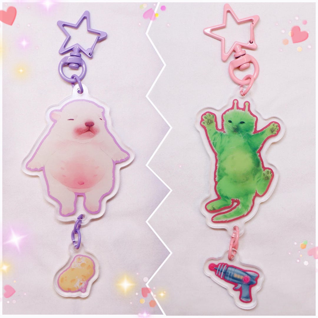 Gleeby Cat & Pibble Acrylic Keychains 3in - Etsy