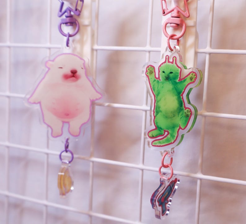 Gleeby Cat & Pibble Acrylic Keychains 3in - Etsy