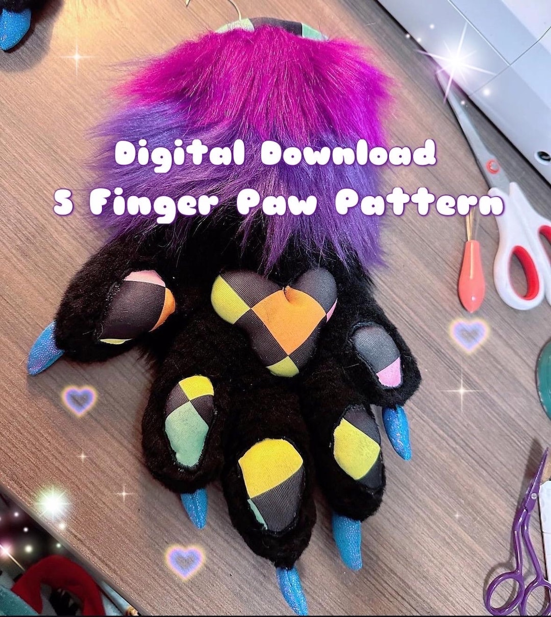 5 Finger Fursuit Paw Pattern With Detailed Instructions - Etsy