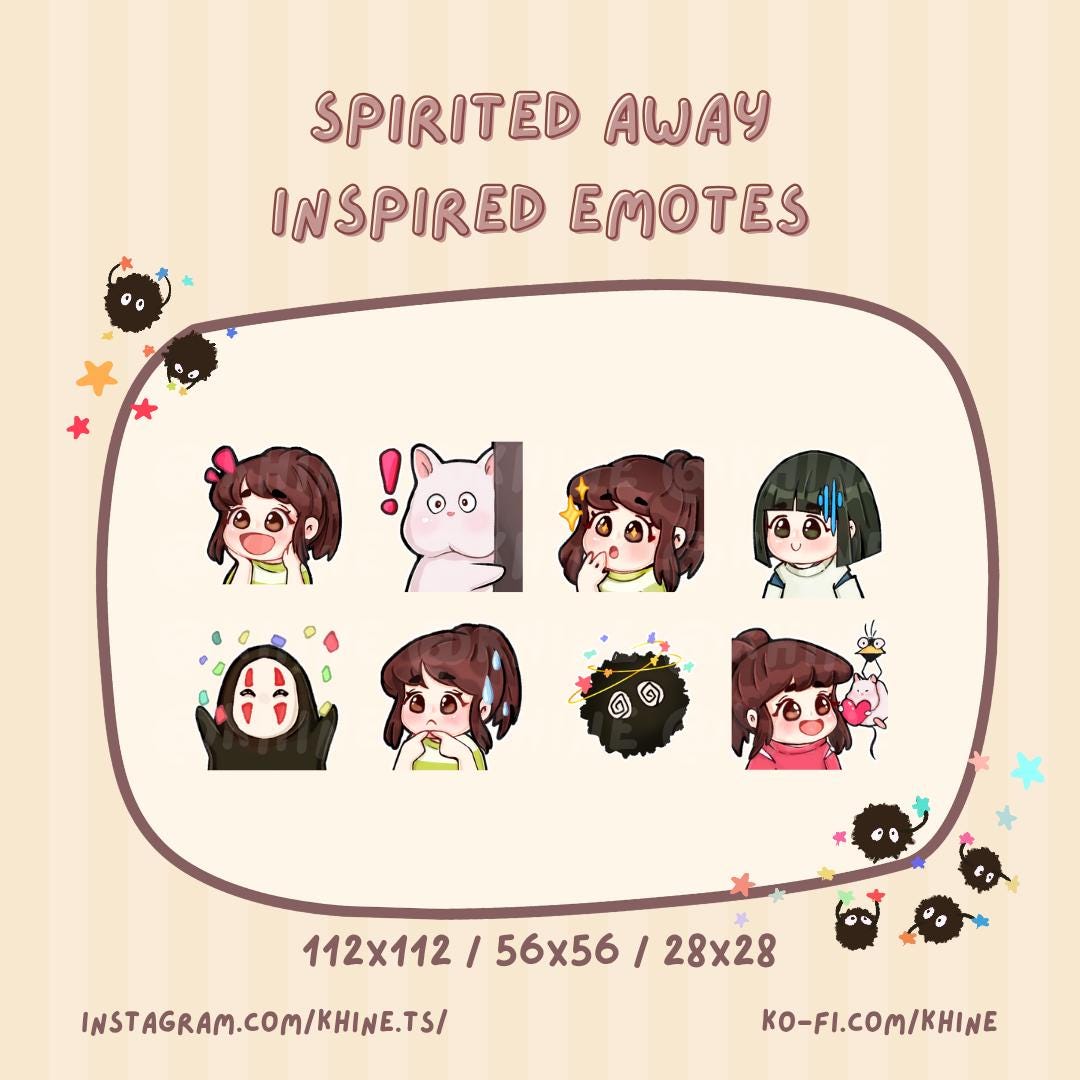 Ghibli Spirited Away Inspired Emote Set Chihiro Emote Cute Twitch ...