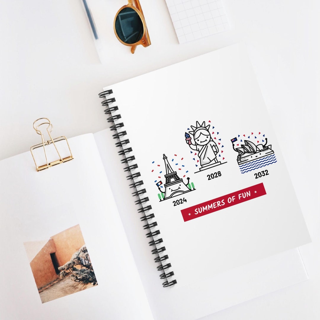 Spiral Notebook - Summers of Fun Ruled Line, France USA Australia ...