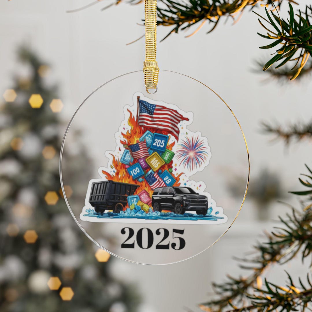 Acrylic Ornaments, 2025 Dumpster Fire Mountain Ornament, American Flag ...