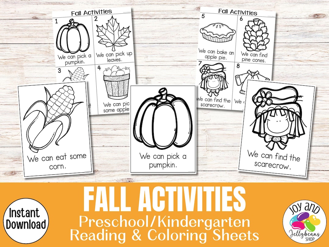 Fall Coloring Pages, Fall Activities Early Reader, Autumn Preschool ...