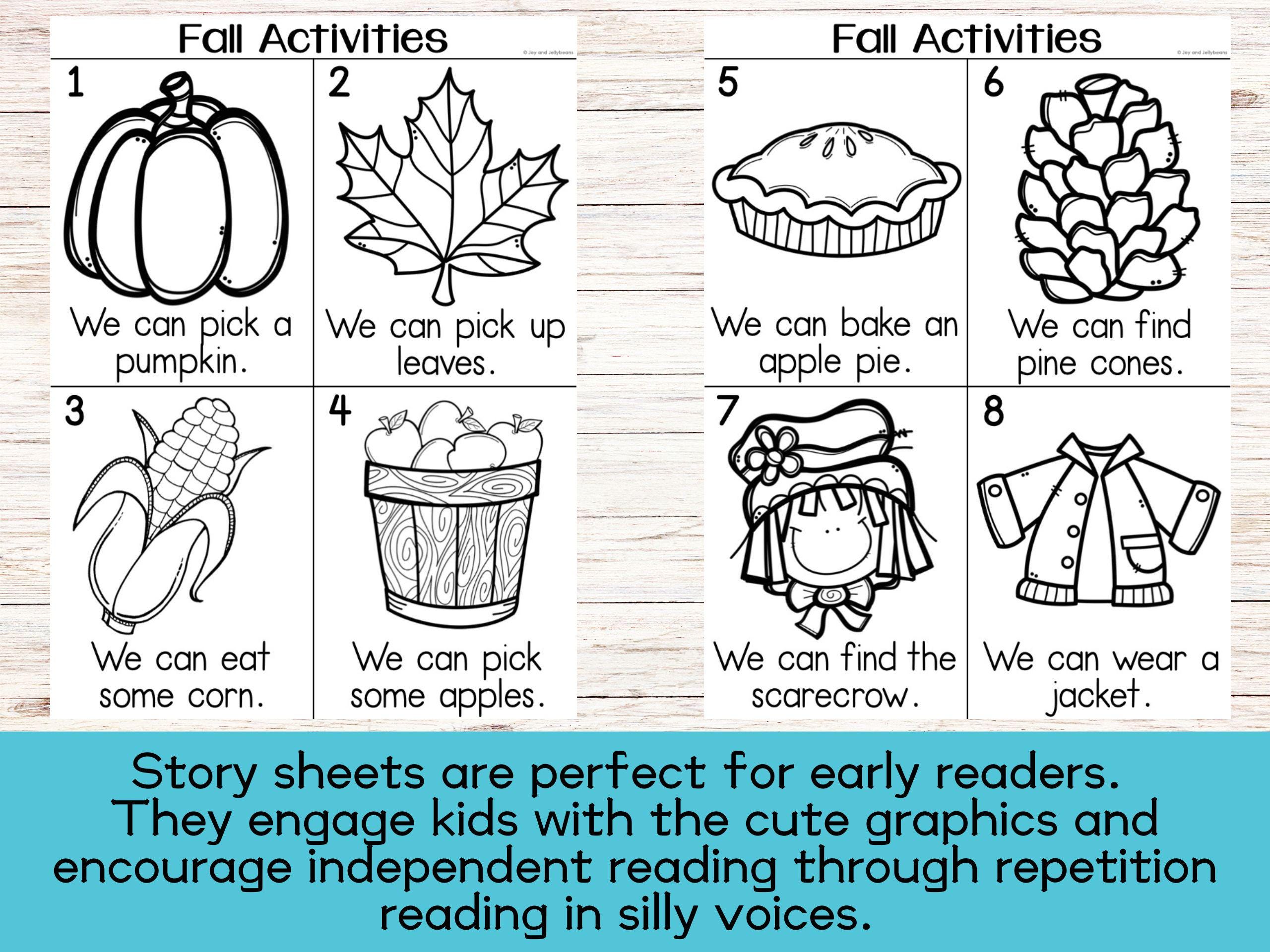 Fall Coloring Pages, Fall Activities Early Reader, Autumn Preschool ...