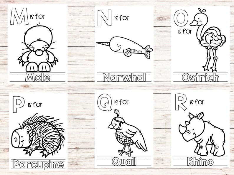 Alphabet Coloring Pages, ABC Coloring Book, Animals Coloring Book ...