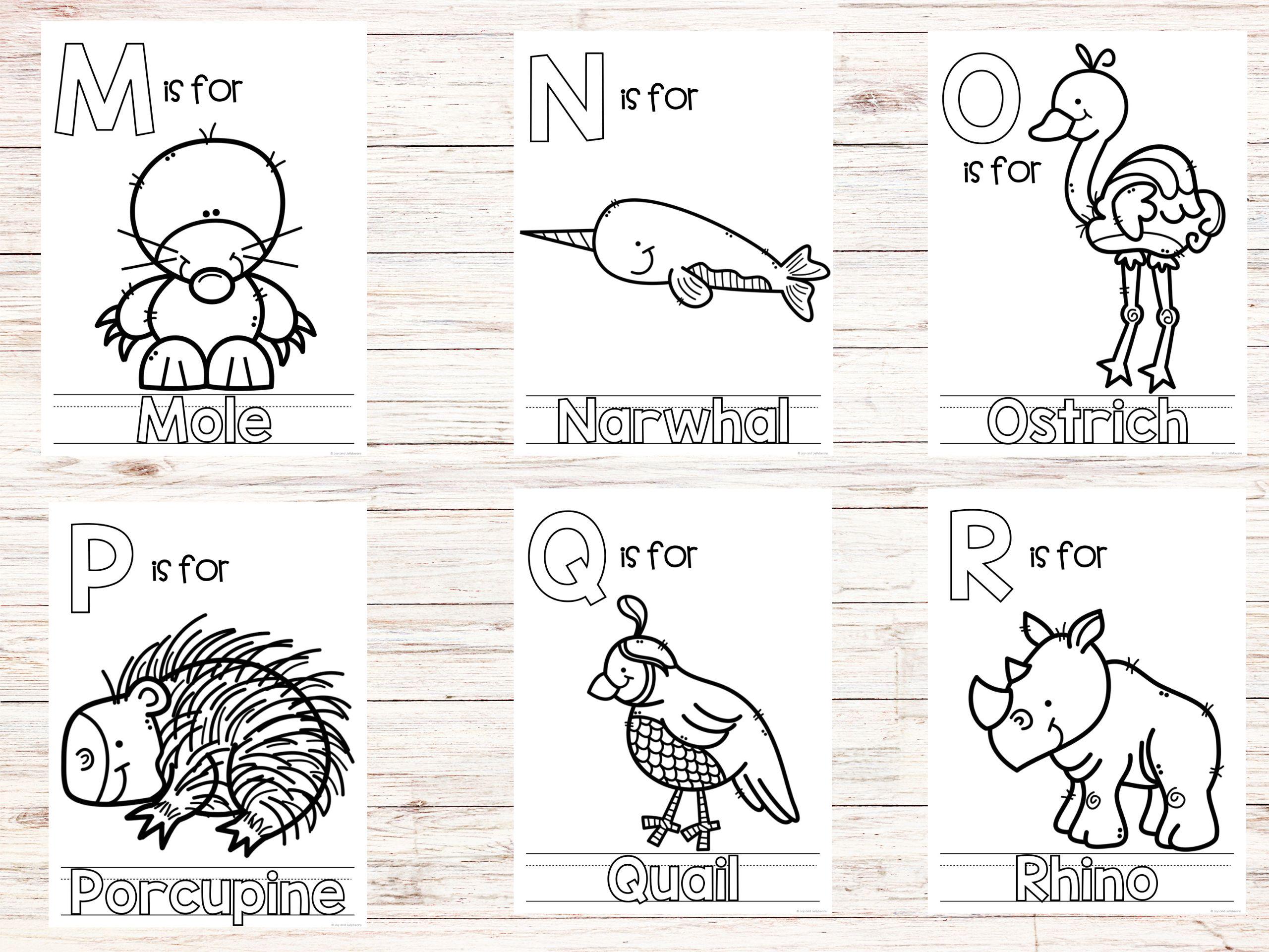 Alphabet Coloring Pages, ABC Coloring Book, Animals Coloring Book ...