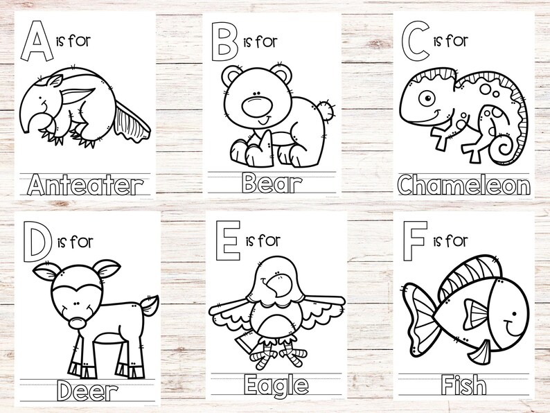 Alphabet Coloring Pages, ABC Coloring Book, Animals Coloring Book ...