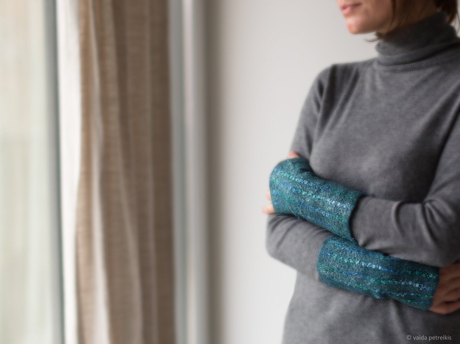 Fingerless Gloves Teal Wool Mittens for Women Eco Friendly - Etsy