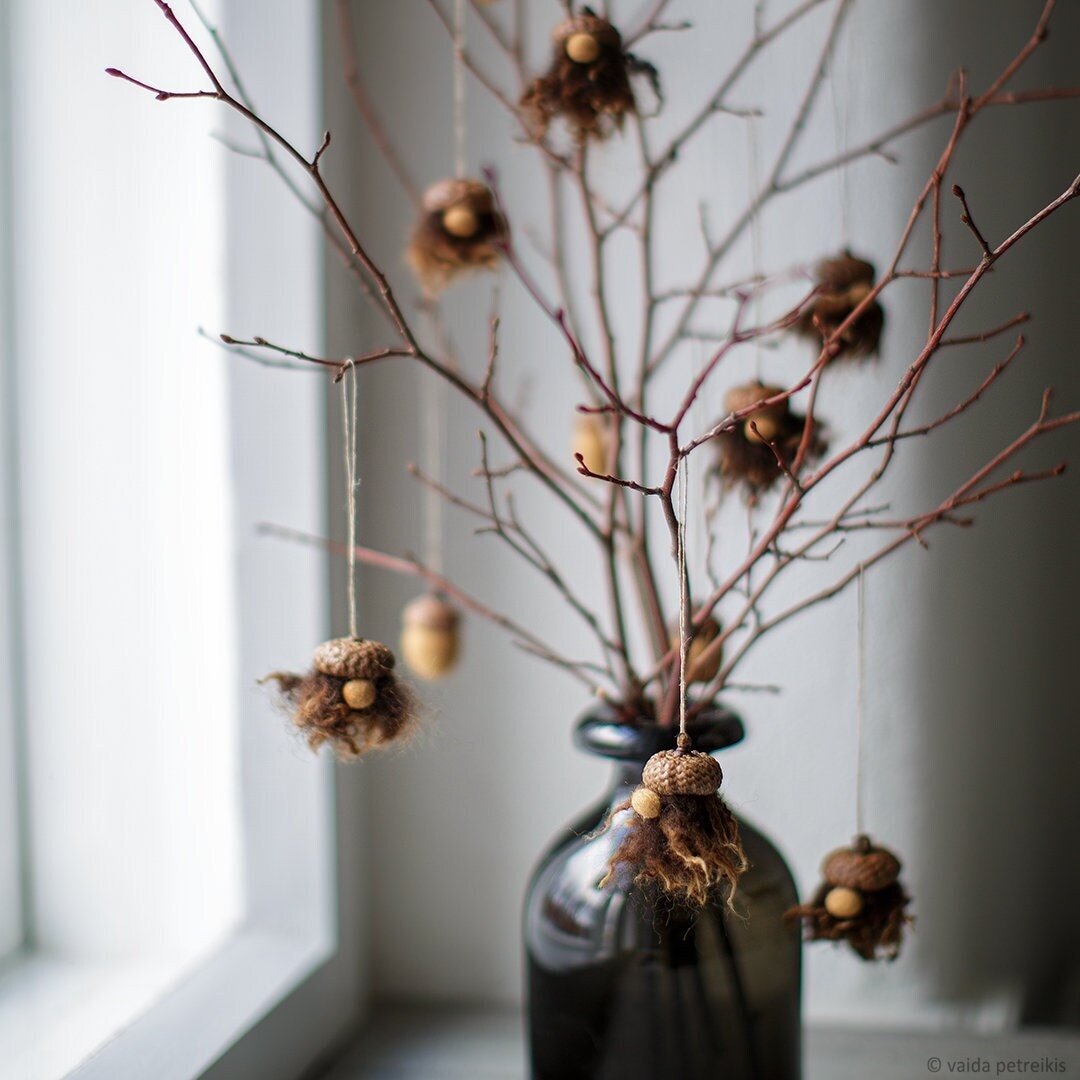 Acorn Gnome Ornaments, Holiday Decor, Grumpy Christmas Tree Ornaments ...