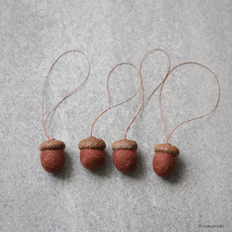 Acorn Ornaments - Woodland Fall Decor, Four Nature-inspired Forest ...