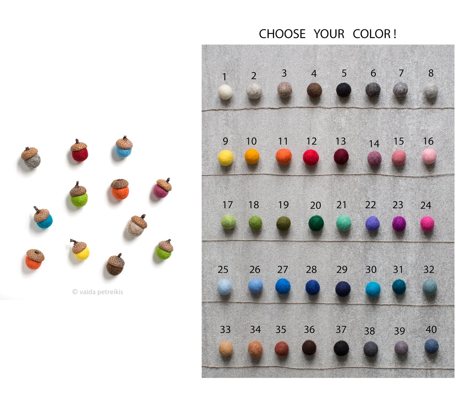 Felt Acorn Magnet in Custom Color Packed in a Kraft Box for | Etsy