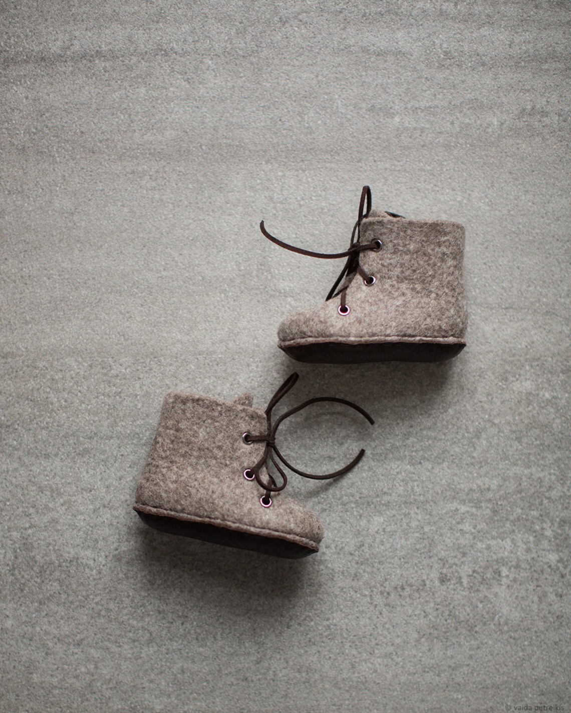 Felted Baby Shoes From Natural Organic Greyish Brown Wool With | Etsy