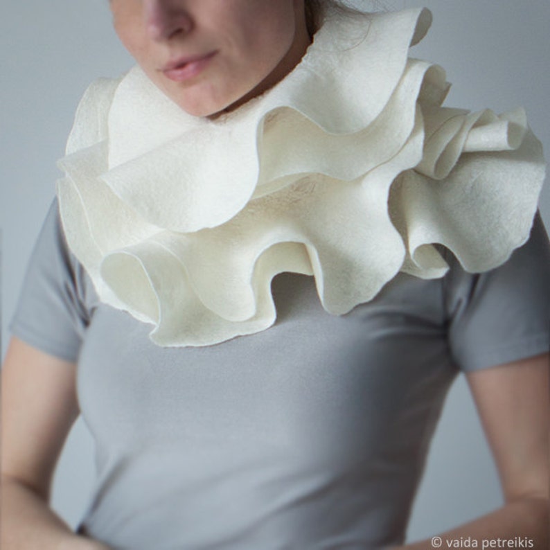 Ruffle Scarf for Wedding, Ivory White Wool and Silk Shawl, Romantic ...
