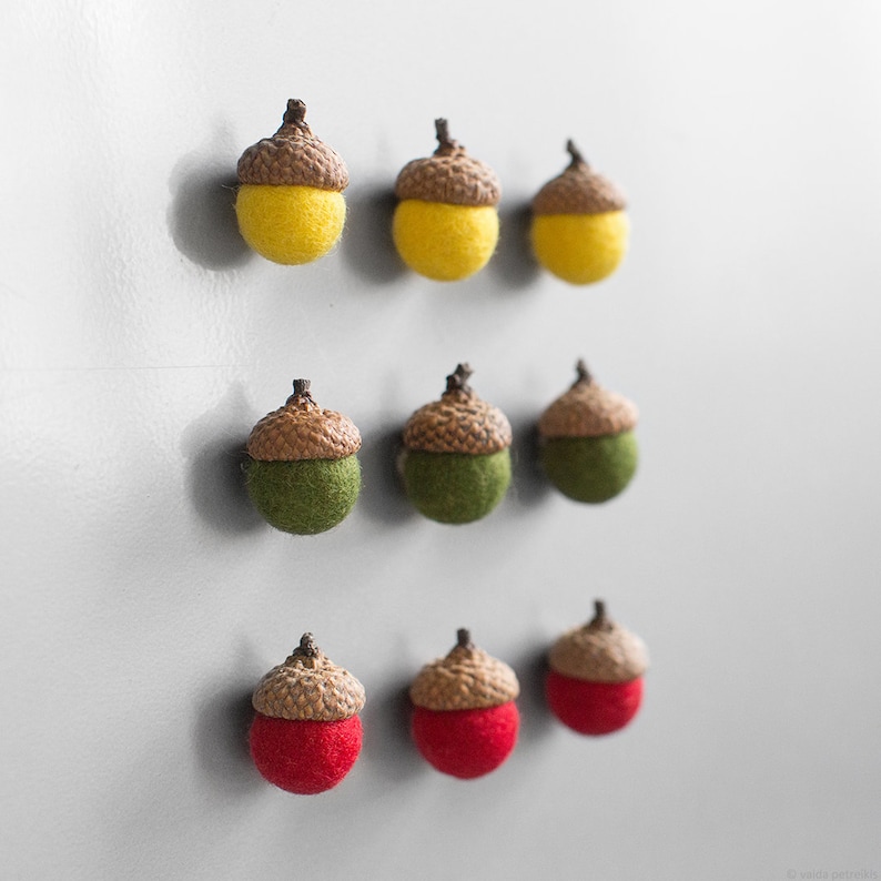 Felt Acorn Magnet in Custom Color Packed in a Kraft Box for | Etsy