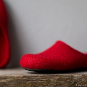 Red Slippers, Women Felted House Shoes, Eco Friendly Wool Home Clogs ...