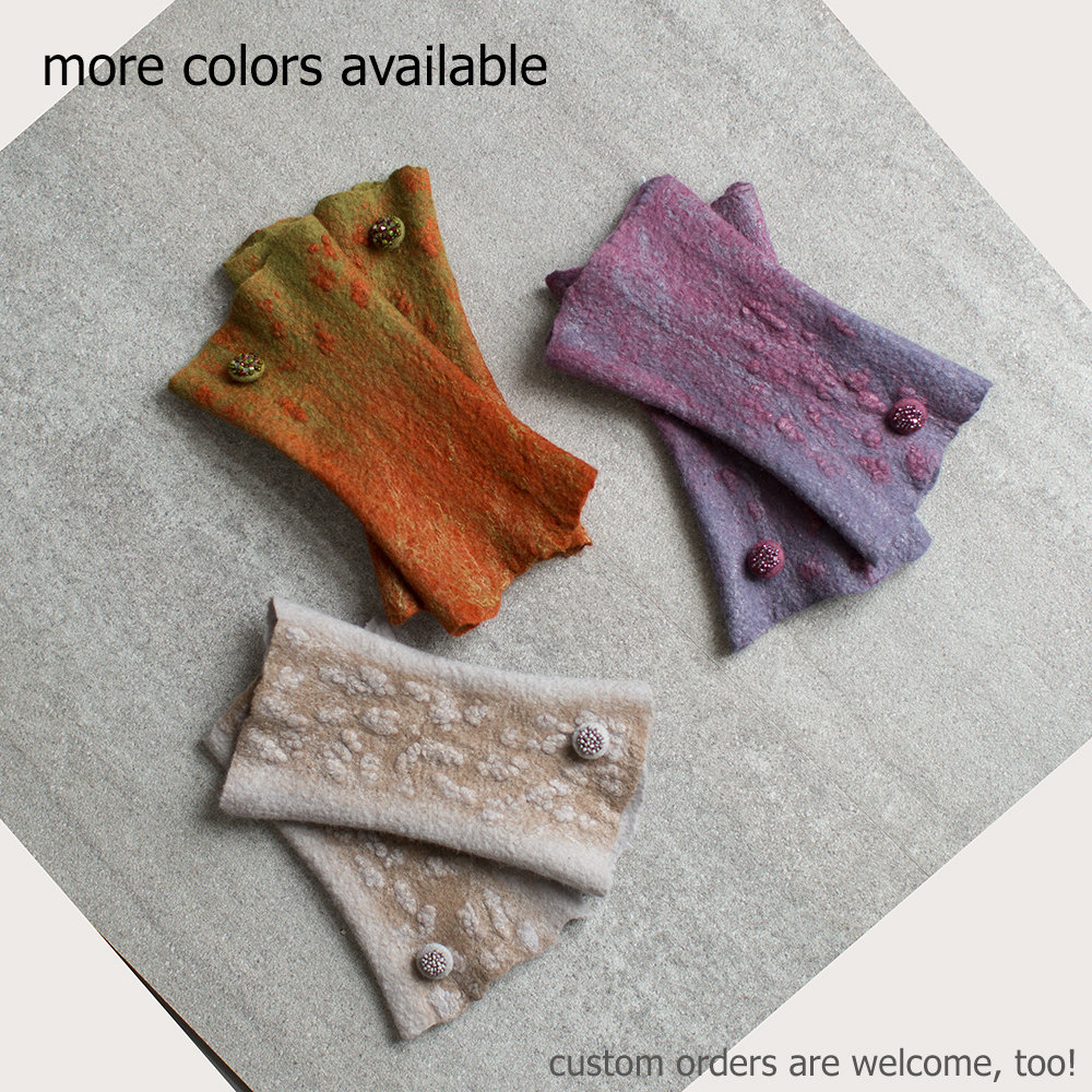 Felted Fingerless Gloves Wool Mittens Felt Arm Warmers in | Etsy