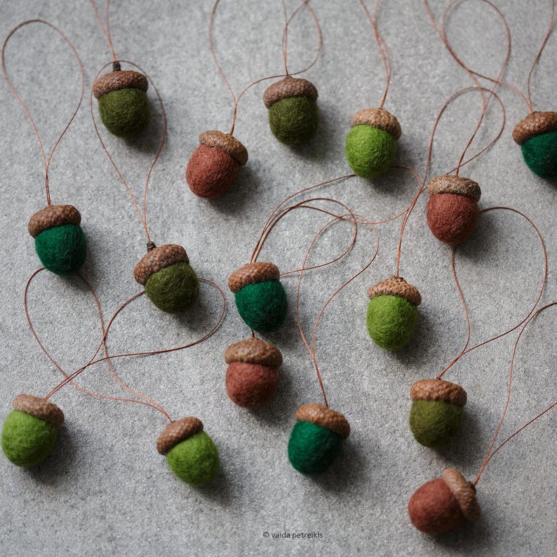 Acorn Ornaments - Woodland Fall Decor, Four Nature-inspired Forest ...