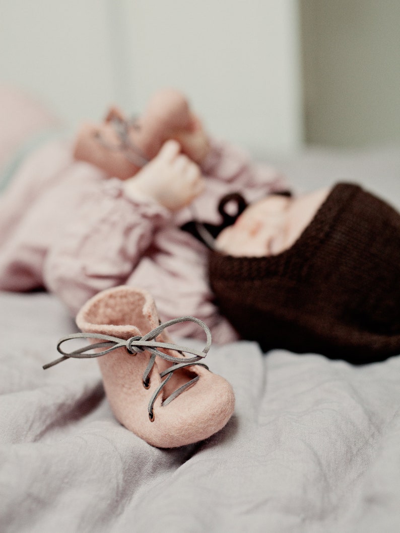 Newborn Booties, Felted Baby Girl Boots, Limited Edition Blush Pink ...