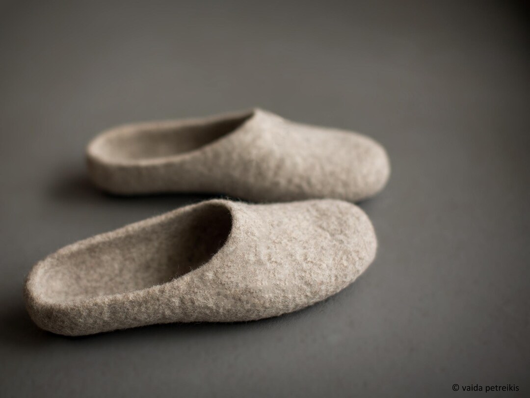 Organic Wool Slippers for Women, Sustainable Beige House Shoes ...