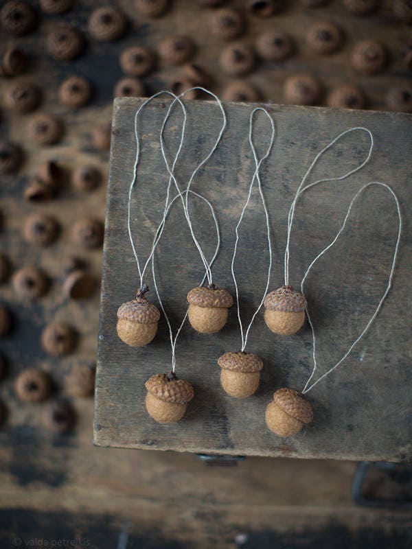 Thanksgiving Tree Ornaments, Fall Decor, Set of Light Brown Felted ...
