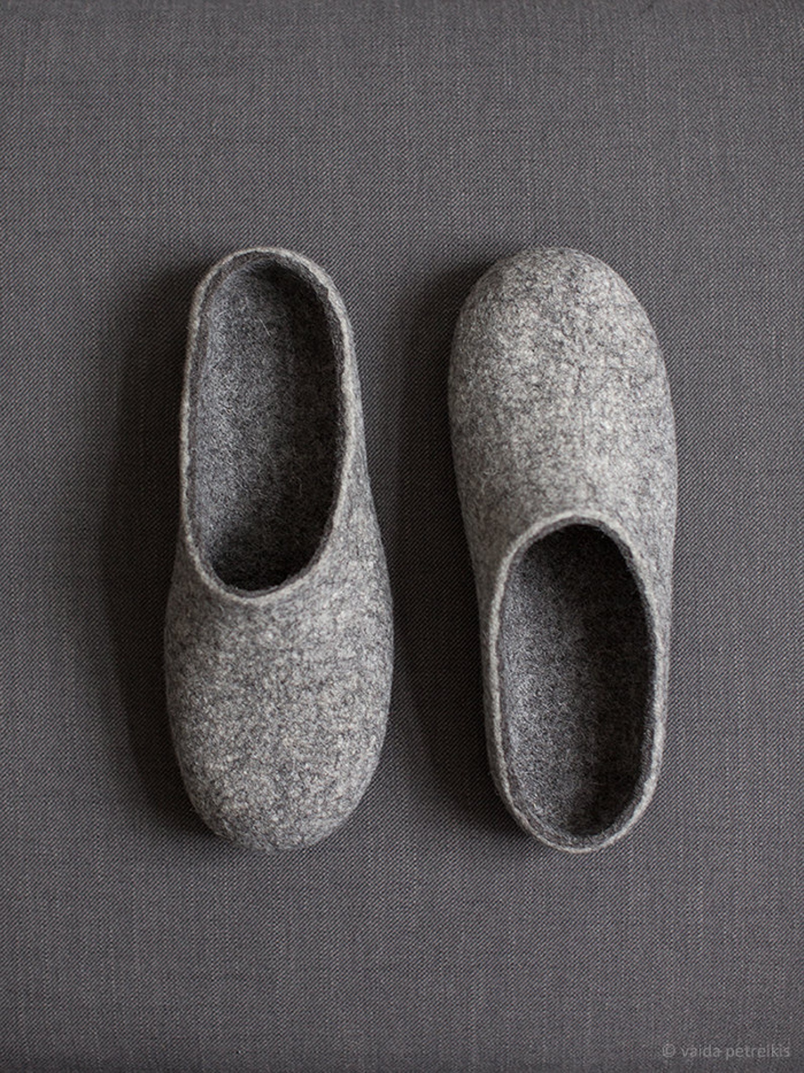 Felted Men Slippers in Gray Shades for Comfort Wear at Home or - Etsy