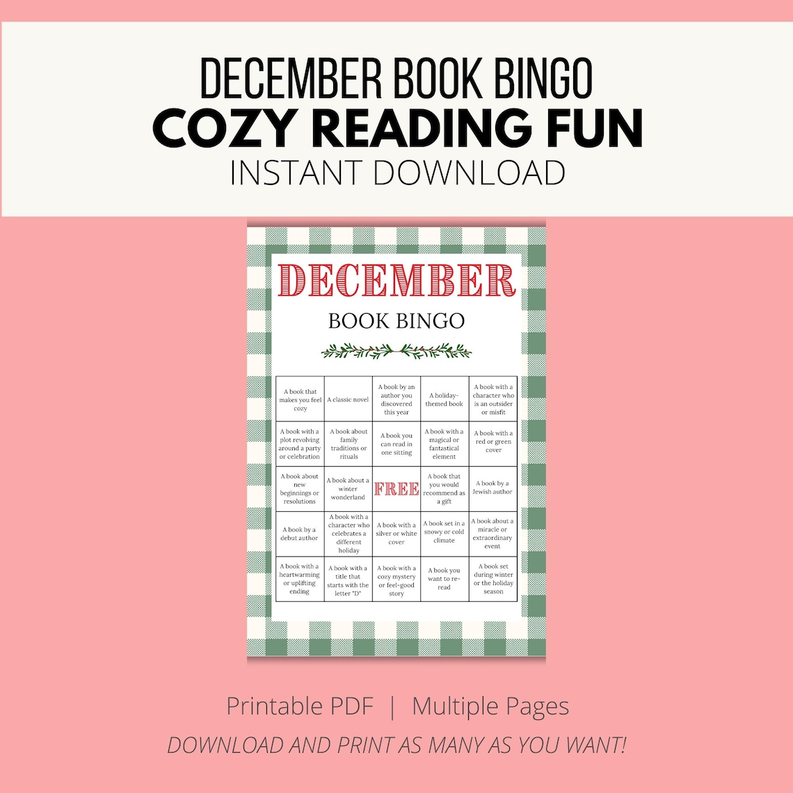 December Book Bingo, Christmas Book Bingo, Printable Bingo, Reading ...