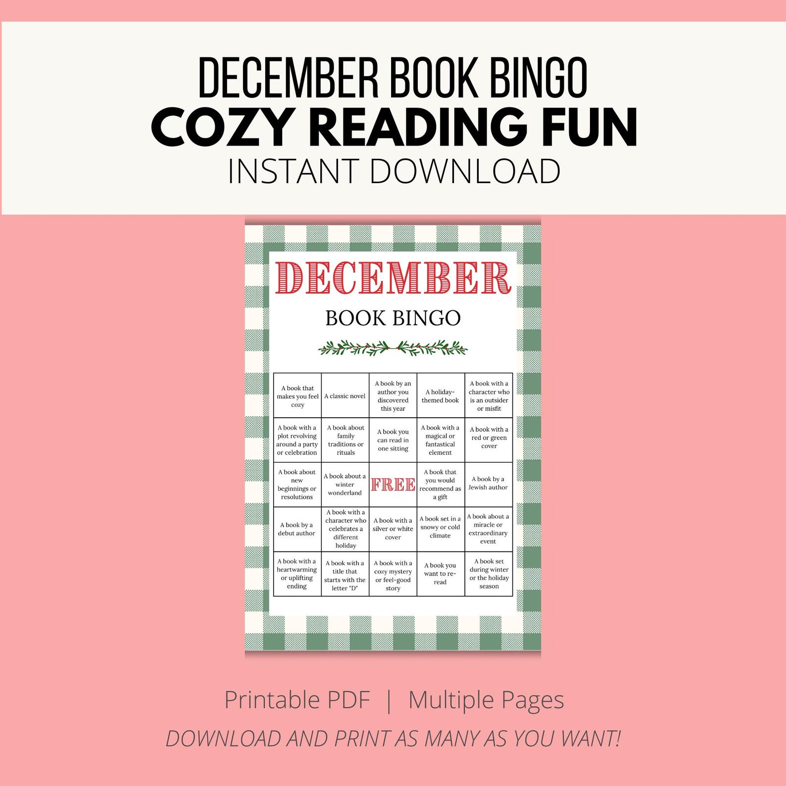 December Book Bingo, Christmas Book Bingo, Printable Bingo, Reading ...