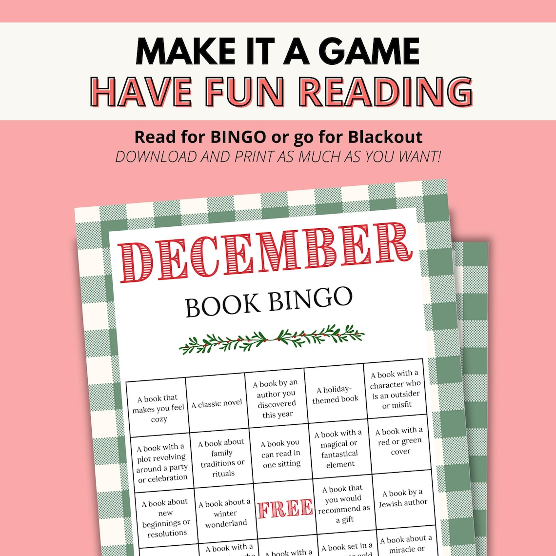 December Book Bingo, Christmas Book Bingo, Printable Bingo, Reading ...
