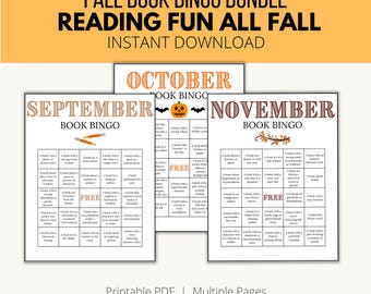 Fall Book Bingo Bundle, Printable Book Bingo, Autumn Book Reads, Fall ...