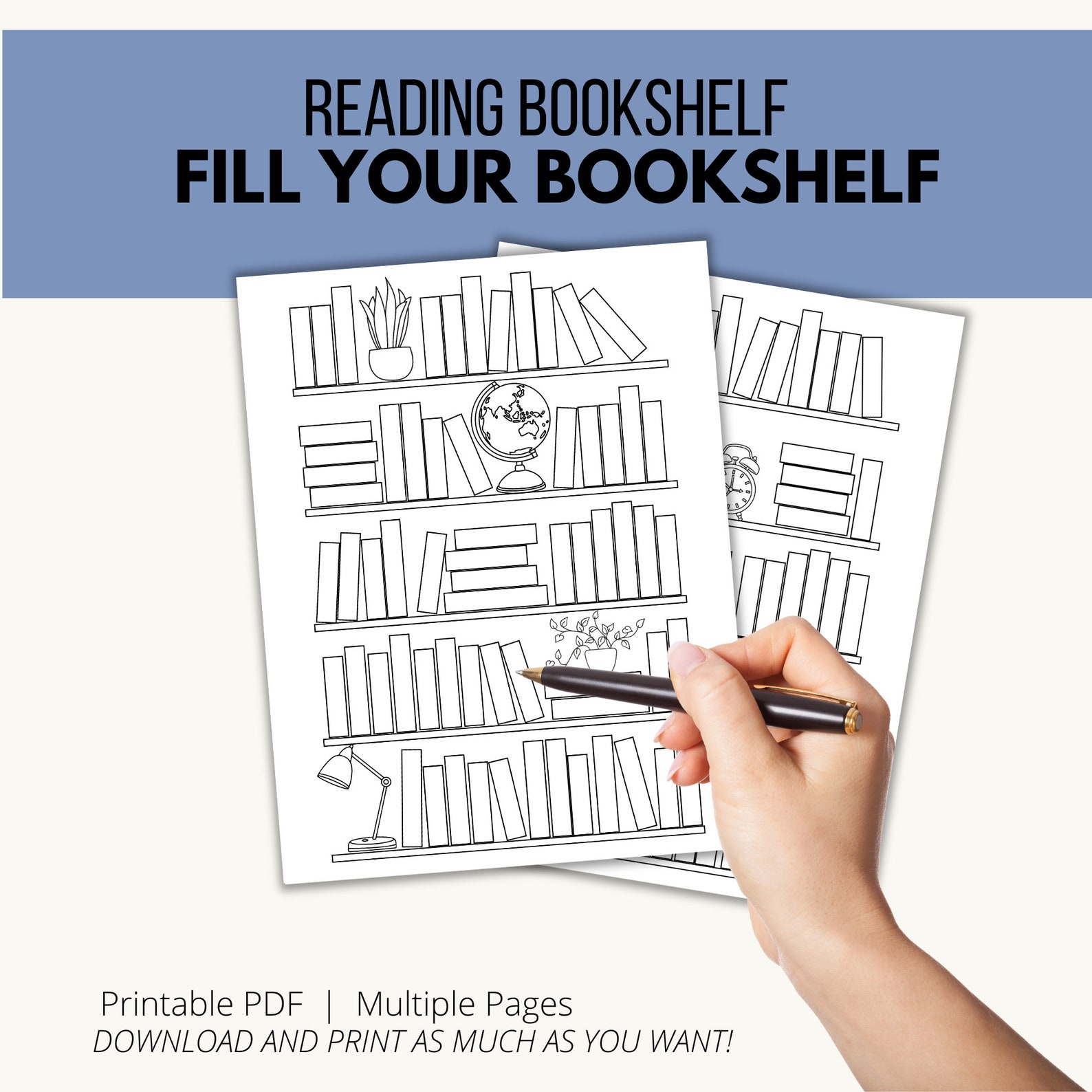 Printable Bookshelf Tracker, Reading Bookshelf, Book Tracker, Book ...