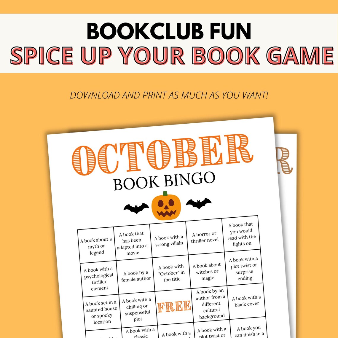 Fall Book Bingo Bundle, Printable Book Bingo, Autumn Book Reads, Fall ...