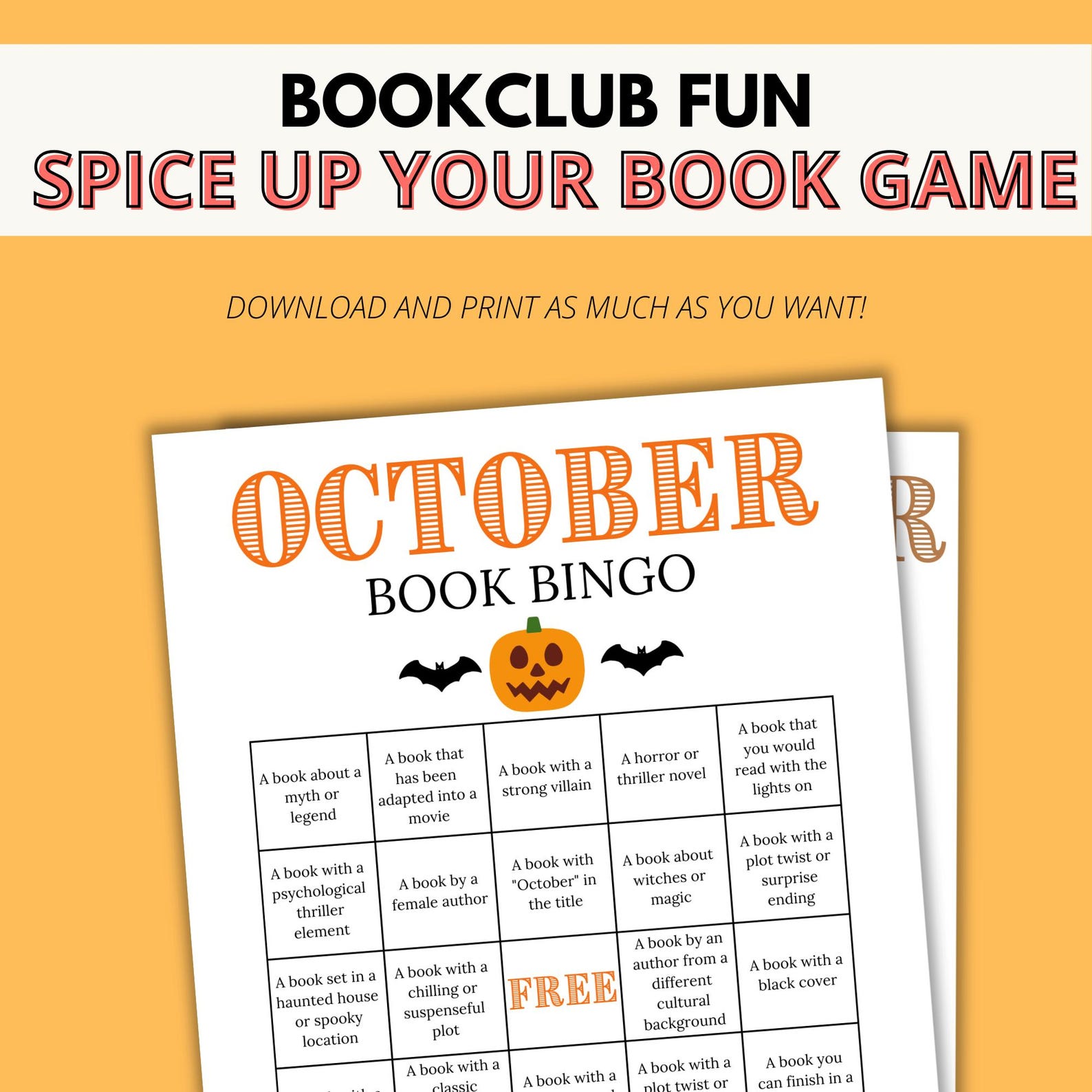 Fall Book Bingo Bundle, Printable Book Bingo, Autumn Book Reads, Fall ...